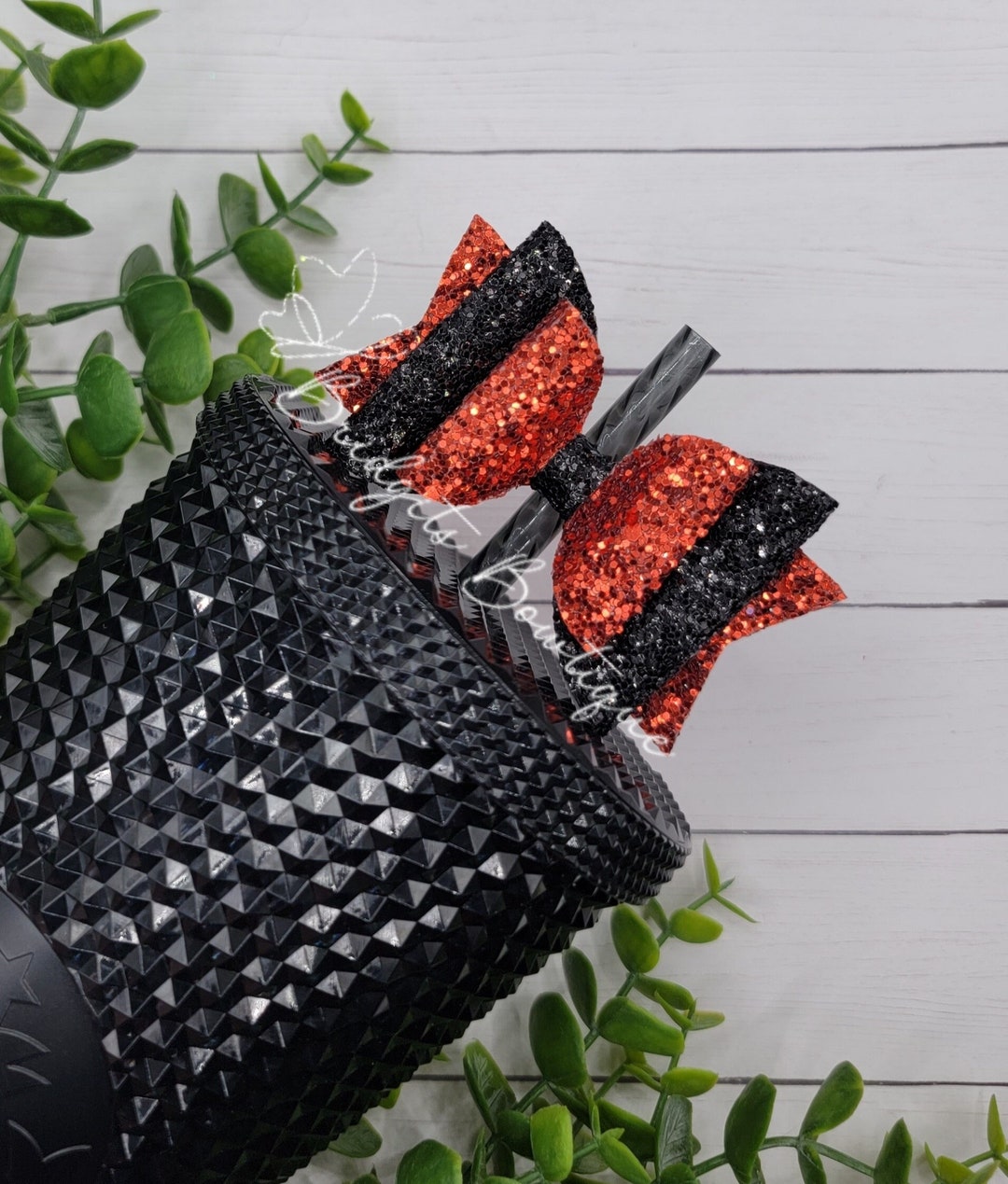 Red & Black Glitter Straw Bow | Bow Straw Topper | Straw Bow | Stanley ...