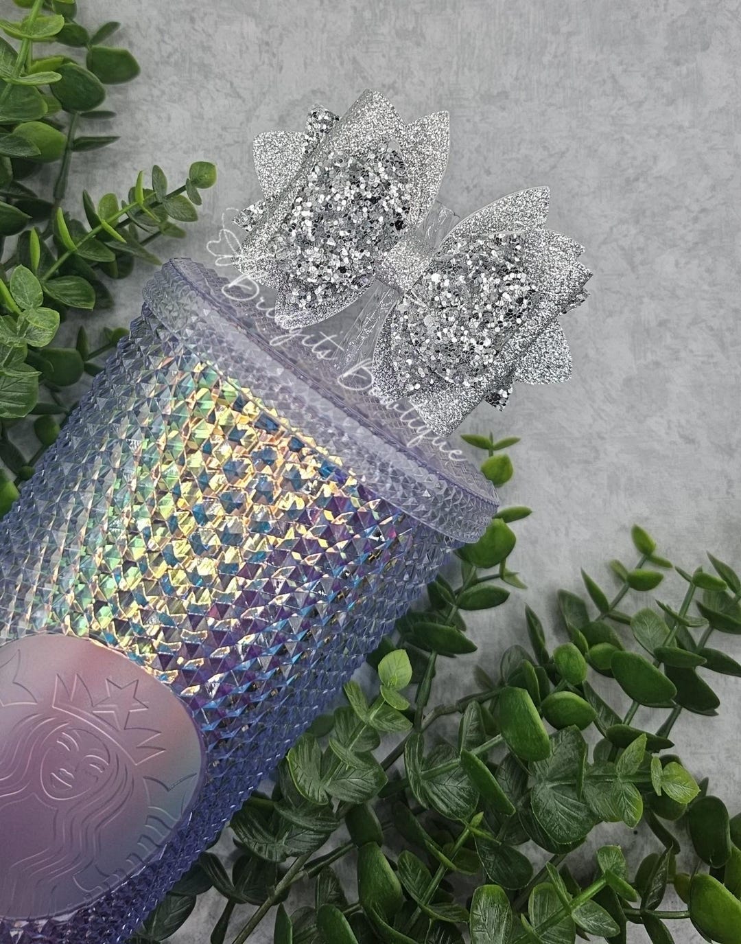 Silver Glitter Stanley Straw Bow | Stanley Topper Bow | Bows for ...