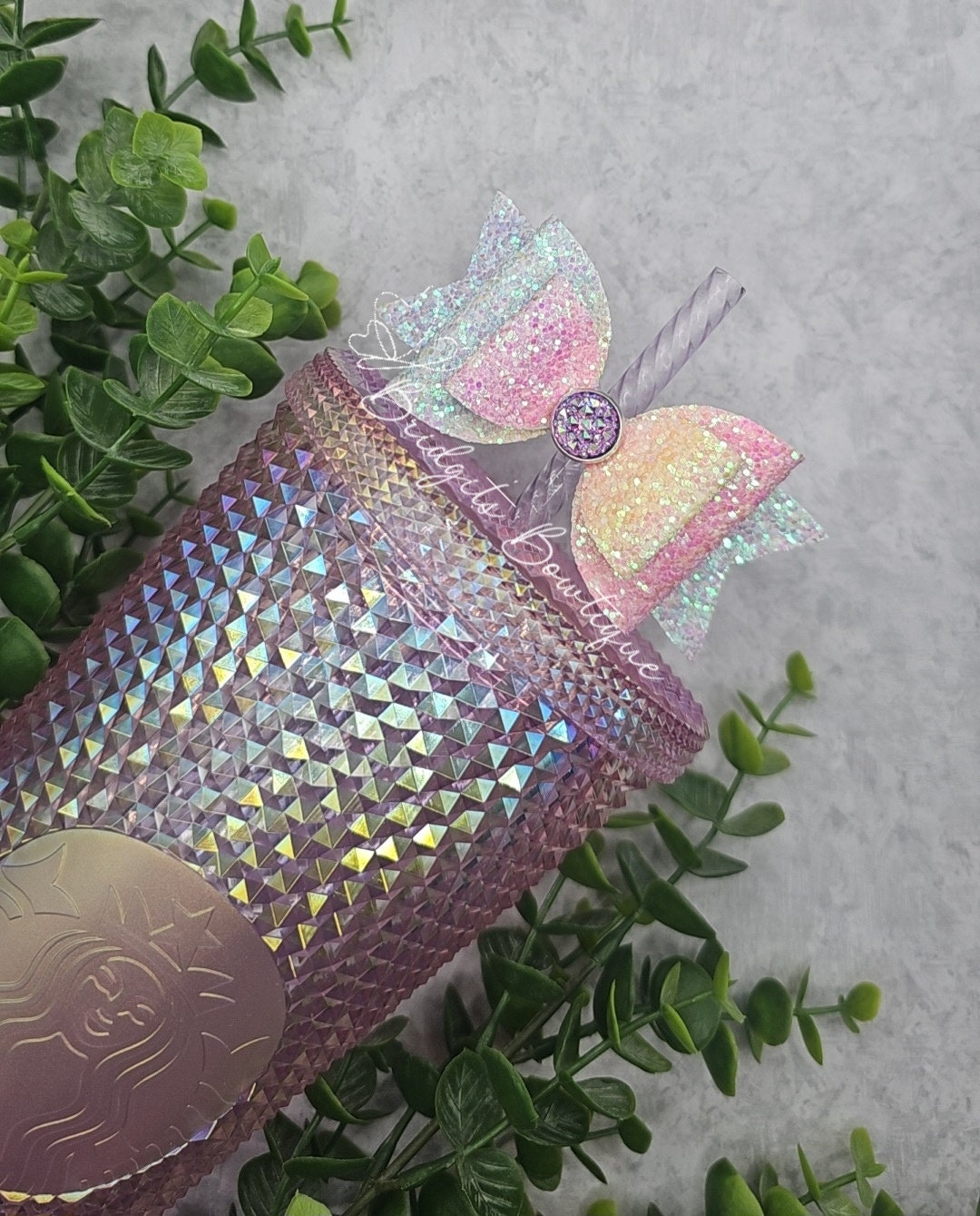 Pastel Rainbow Glitter Straw Bow | Straw Bow Topper | Straw Bows | Bow ...