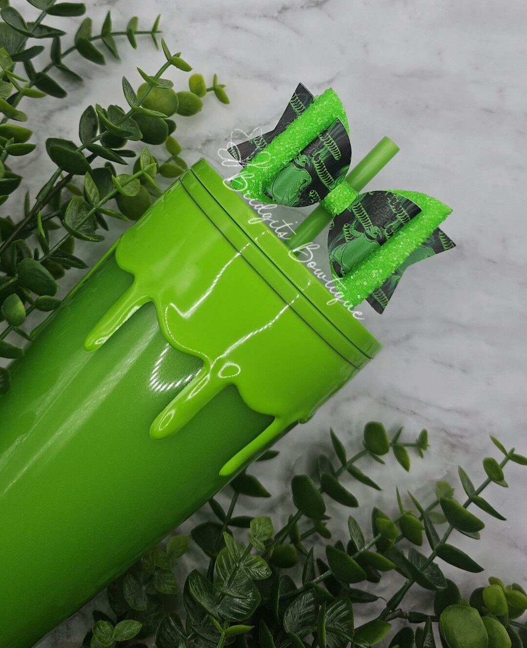 Neon Green Slime Guy Straw Bow Topper | Straw Topper Bow | Starbucks ...