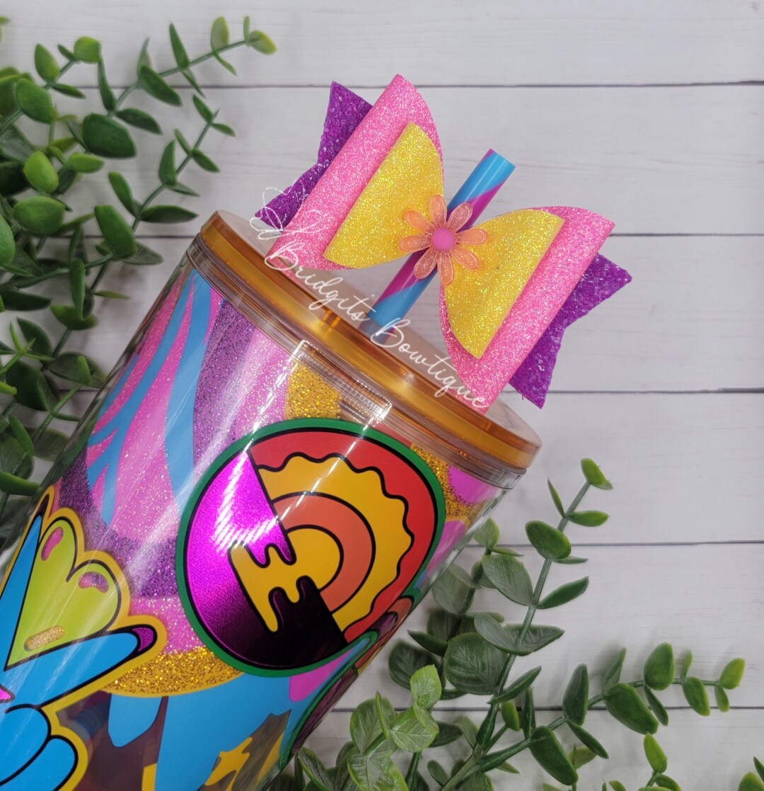 Yellow, Pink & Purple Glitter Straw Bow Straw Bow Topper Straw Bows ...