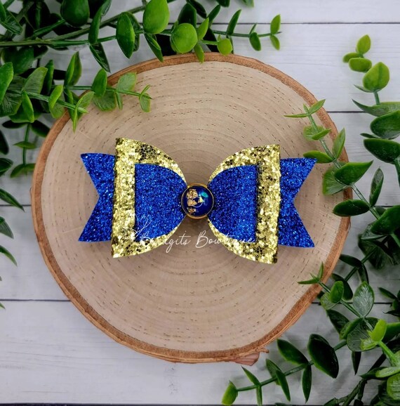 Gold & Royal Blue Glitter Straw Bow Straw Bow Topper Straw - Etsy