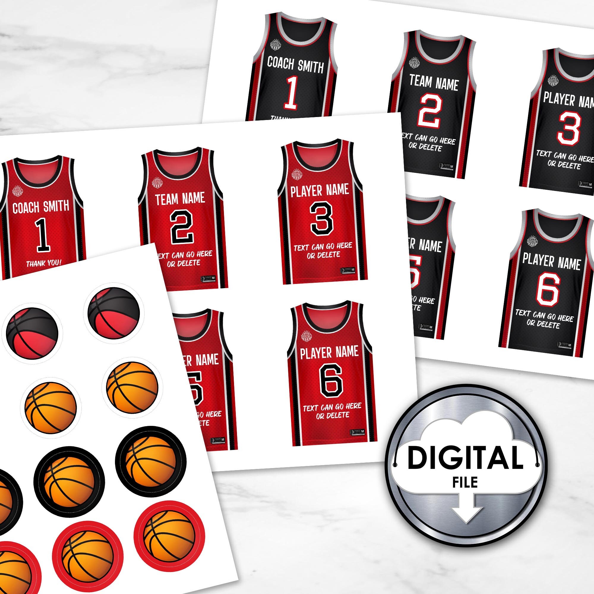 Basketball Jersey Favor Tags, Team Birthday Party (digital Printable ...