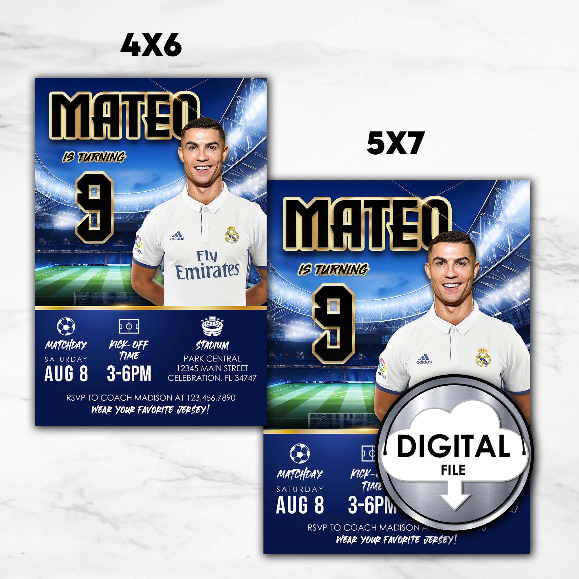 Cristiano Ronaldo Soccer Birthday Invitation (digital Printable) - Etsy