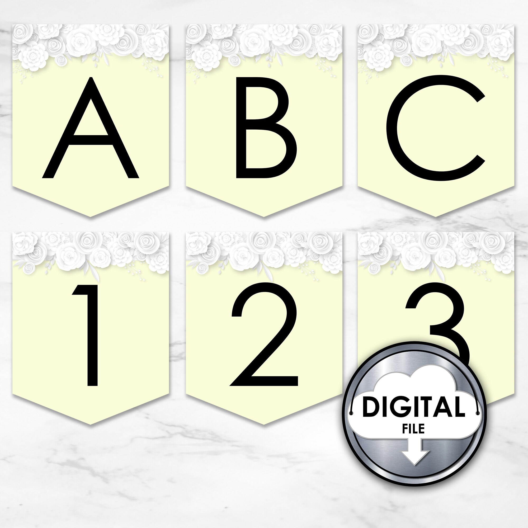 Baby Shower Printable Alphabet Banner Set, Letters A to Z, Numbers DIY ...