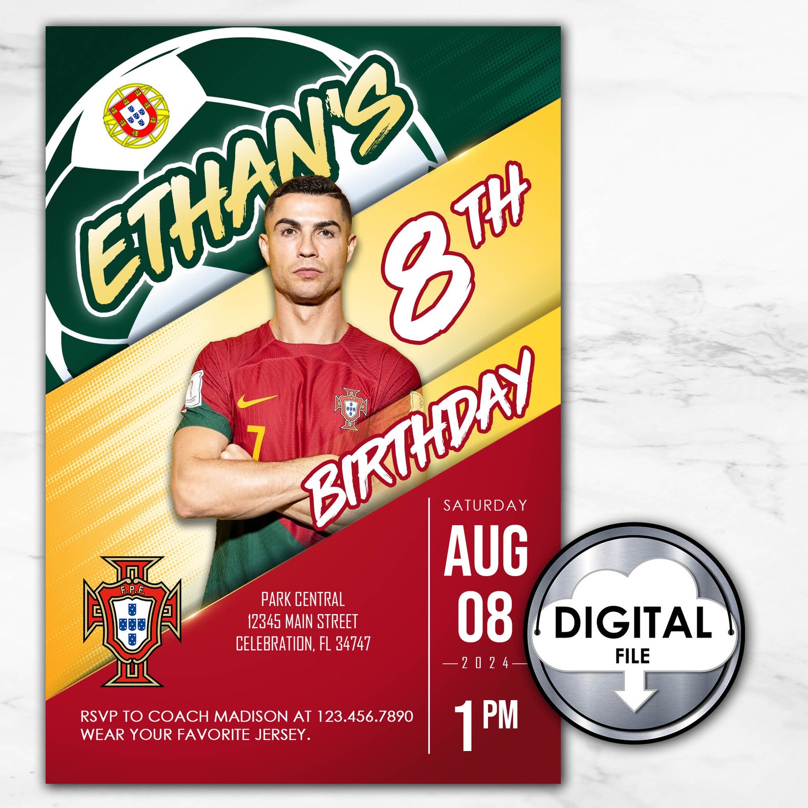 Customized Soccer Football Portugal Cristiano Ronaldo Birthday Party ...