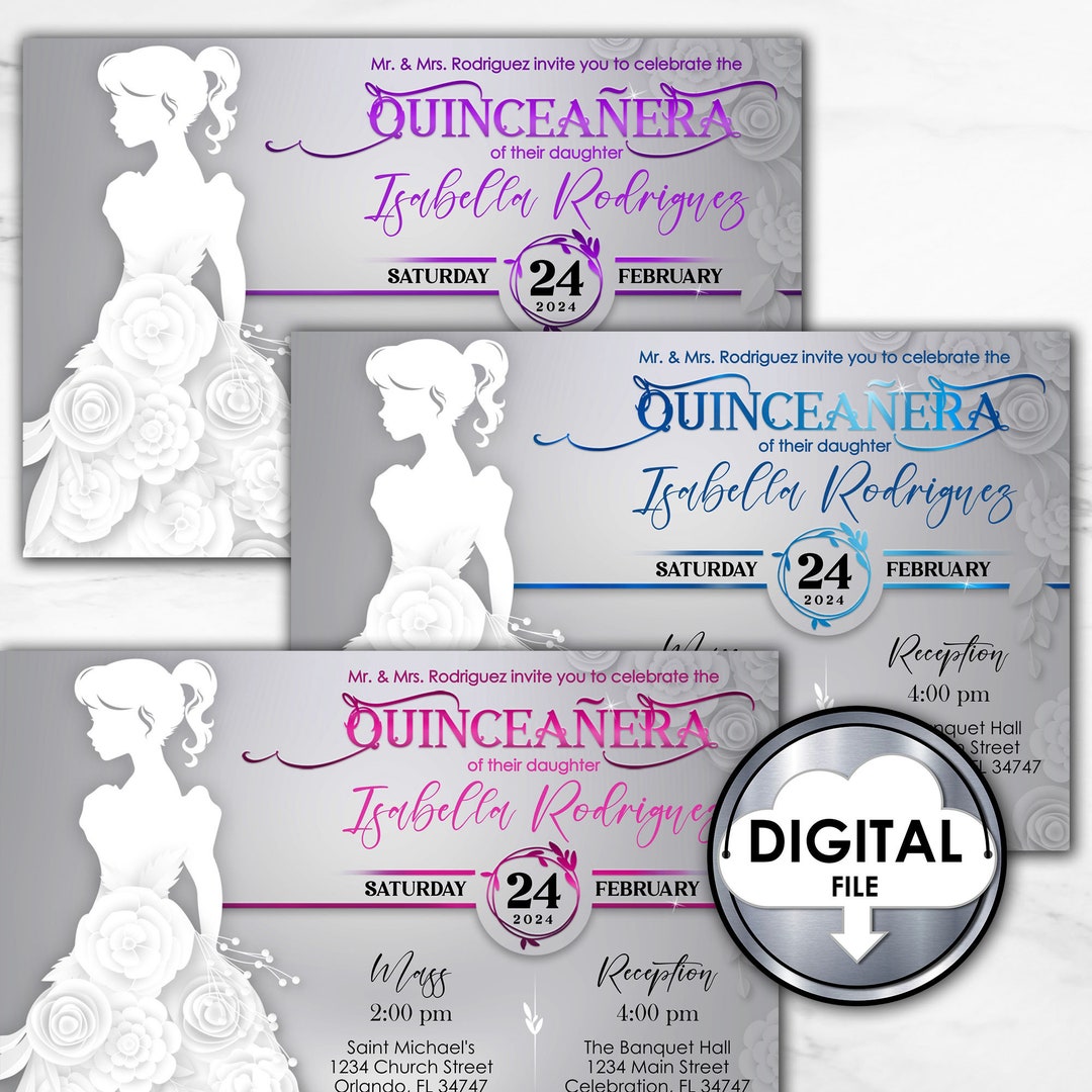 Editable Quinceañera Mis Quince 15 Anos Princess Birthday Digital ...