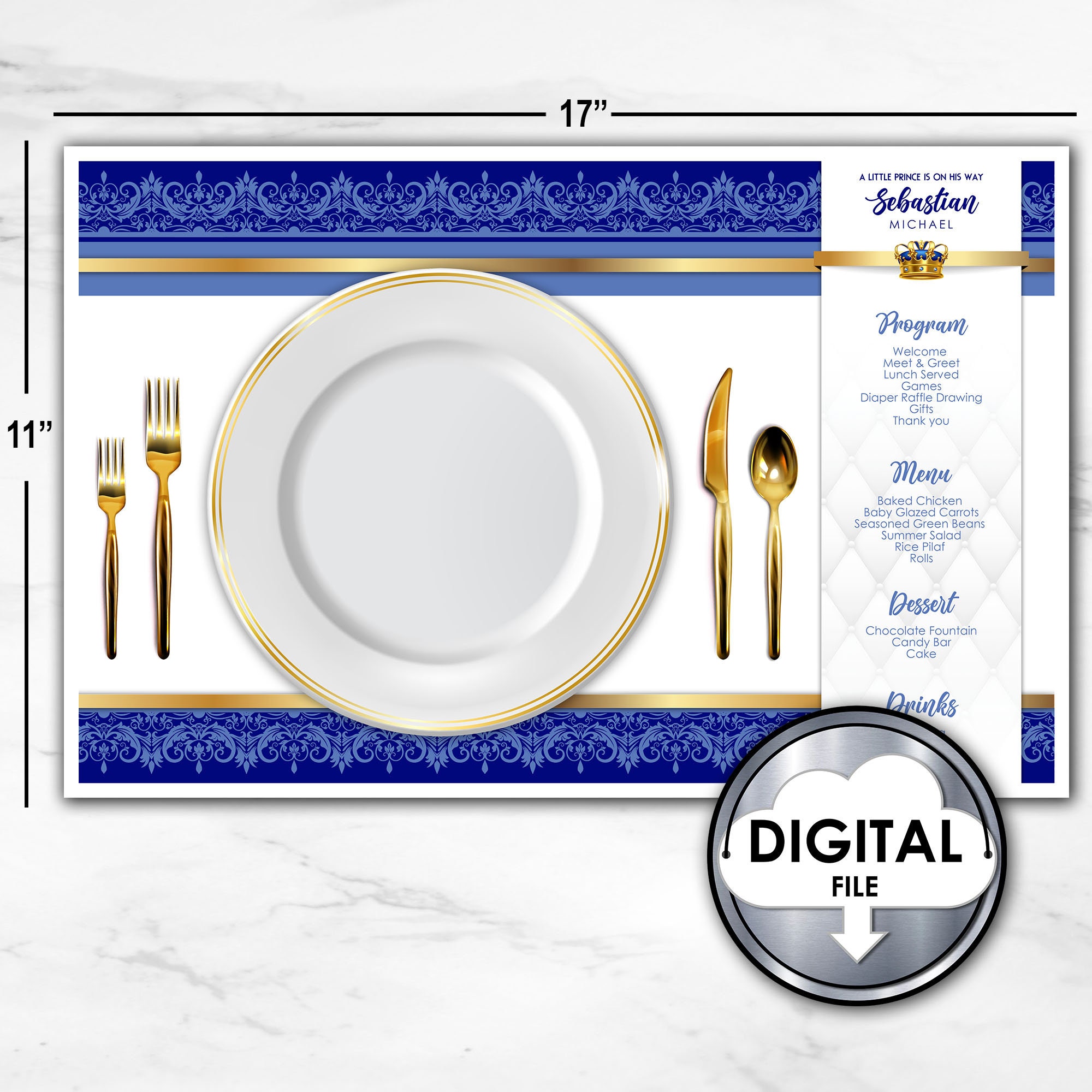 Editable Printable A Little Prince Baby Shower Digital Placemat Menu ...