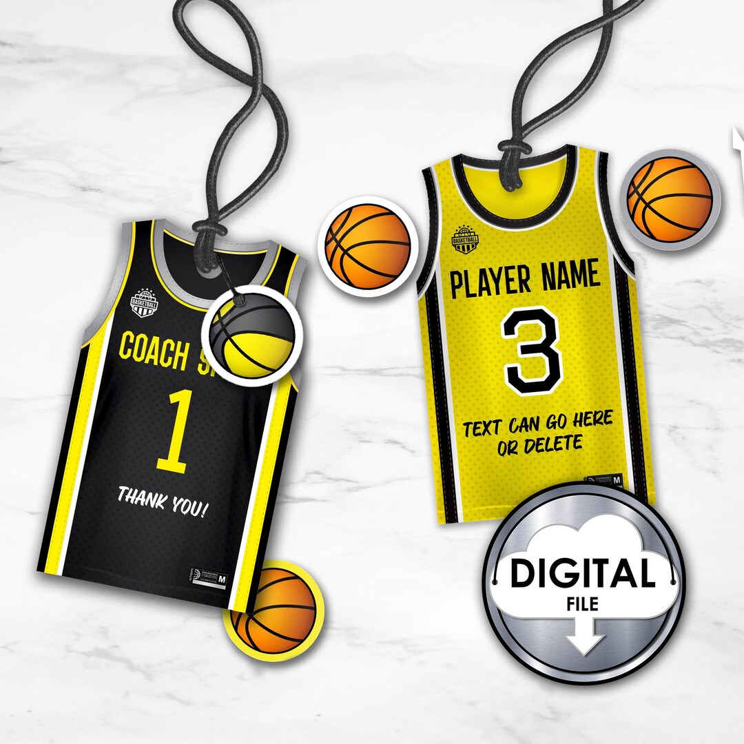 Editable Personalized Basketball Jersey Shaped Favor Tags Team Birthday ...