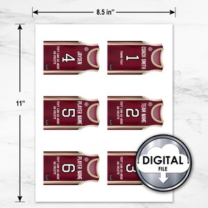 Editable Personalized Basketball Jersey Shaped Favor Tags Team Birthday ...