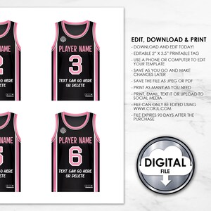Basketball Jersey Favor Tags, Editable Team Party (digital Download) - Etsy