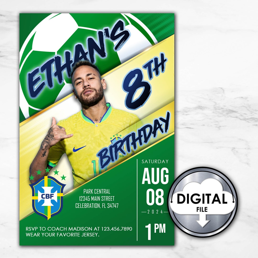 Customized Soccer Football Brazil Brasil Neymar Birthday Party ...