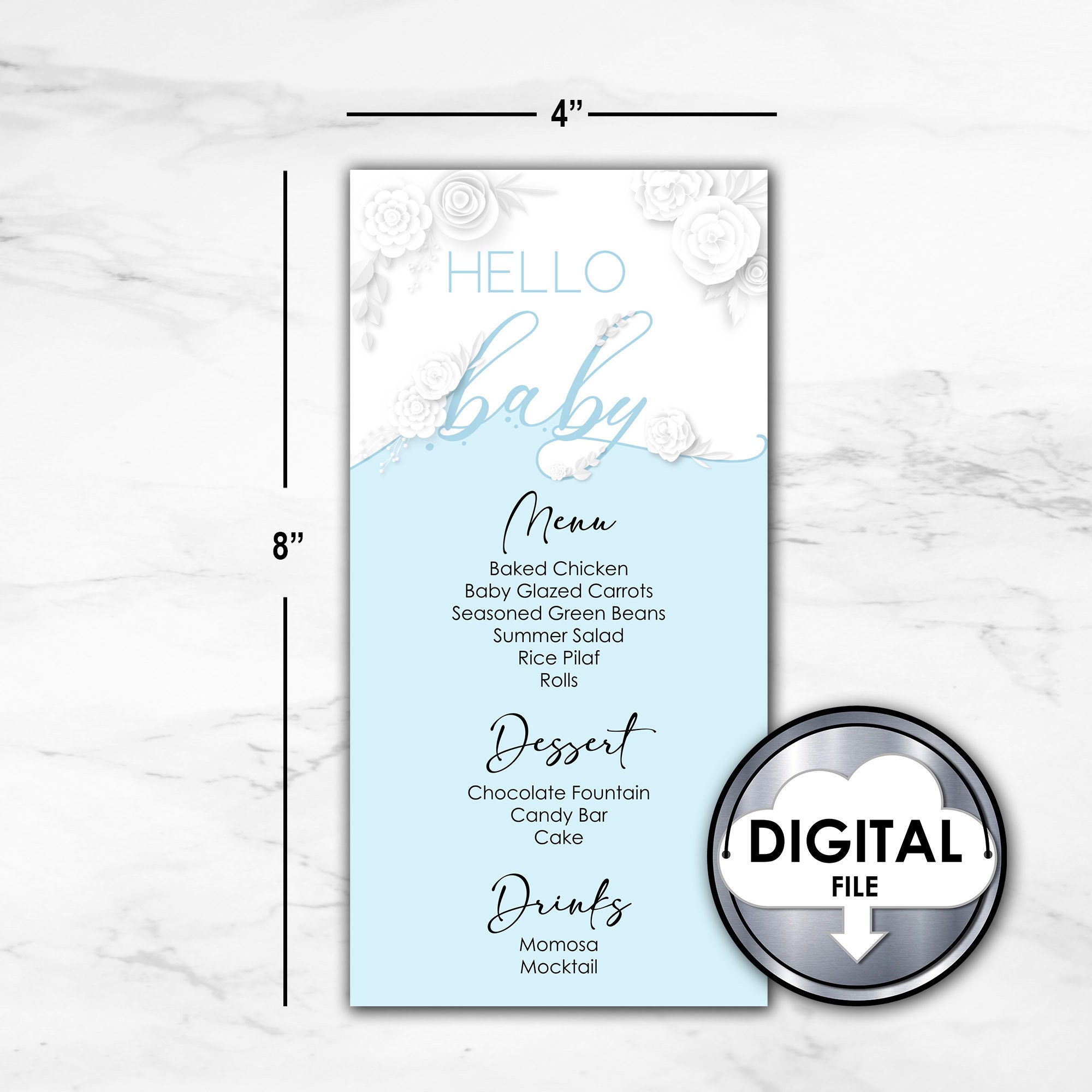 Editable Baby Shower Digital Menu Program Modern Simple Floral - Etsy
