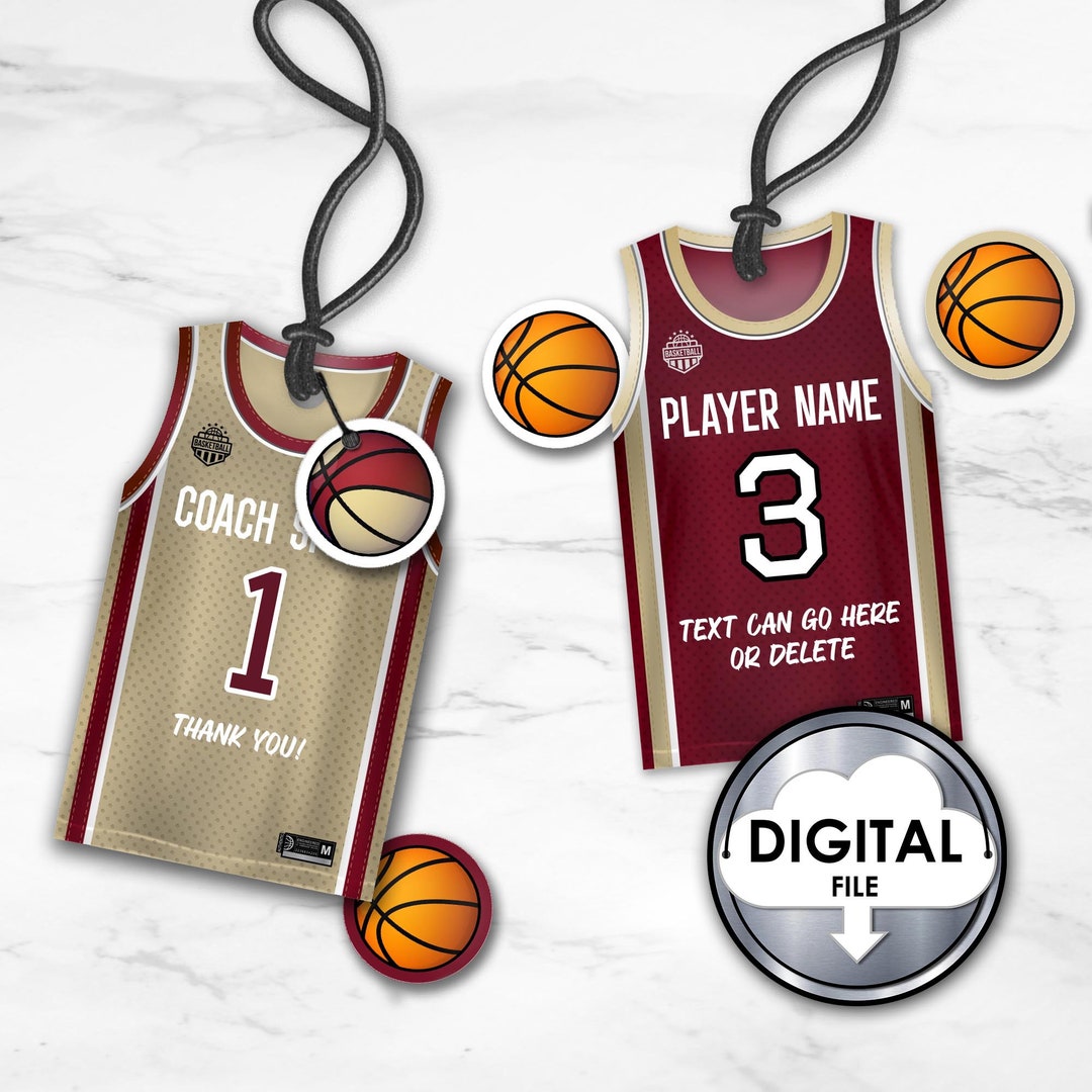 Editable Personalized Basketball Jersey Shaped Favor Tags Team Birthday ...