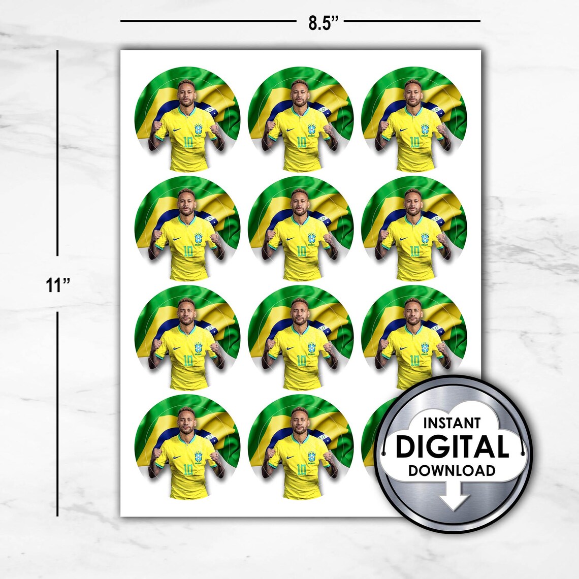 Printable Cupcake Toppers Soccer Football Brazil Brasil Neymar Birthday ...