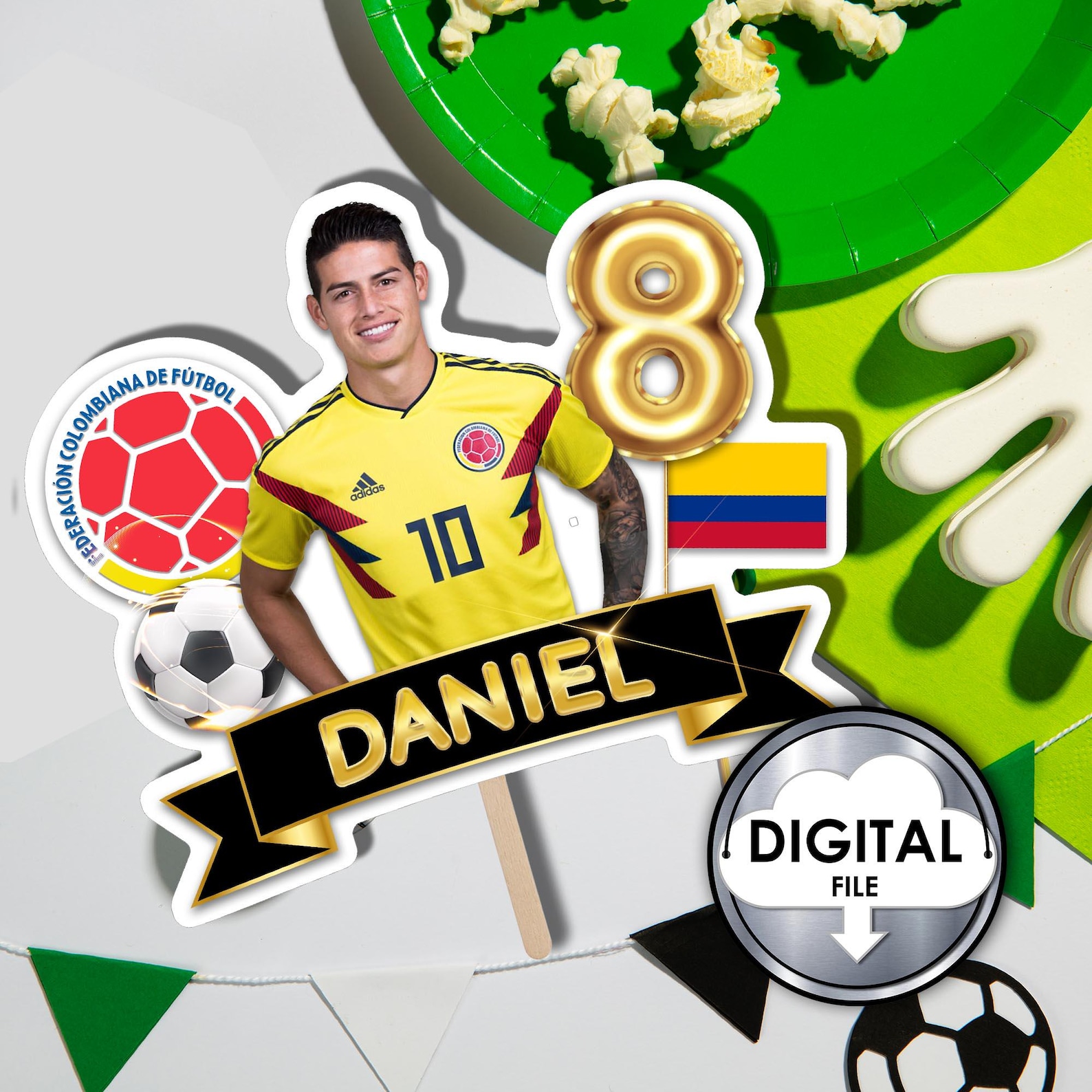 Personalized James Rodriguez Colombia Soccer Cake Topper (digital ...