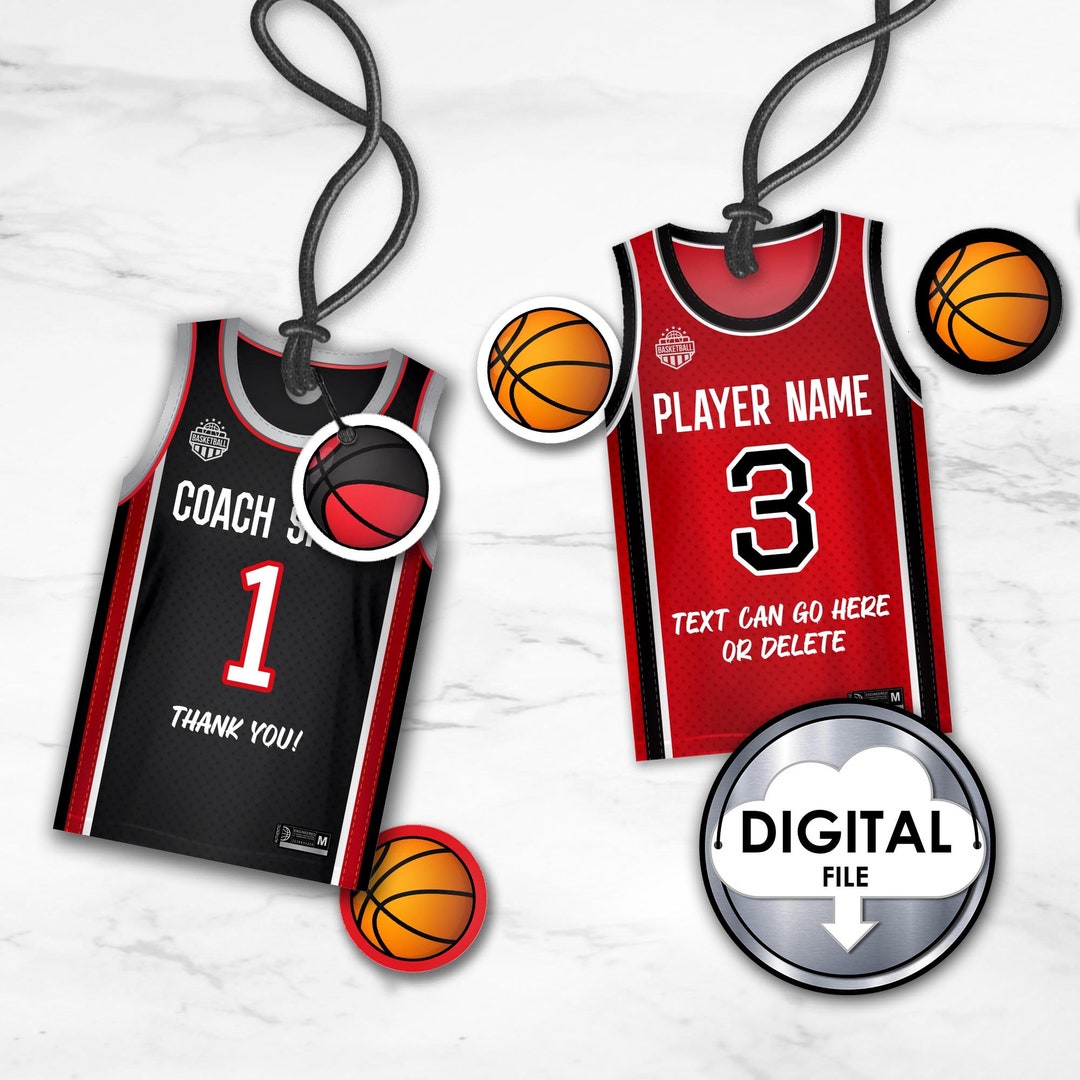 Editable Personalized Basketball Jersey Shaped Favor Tags Team Birthday ...