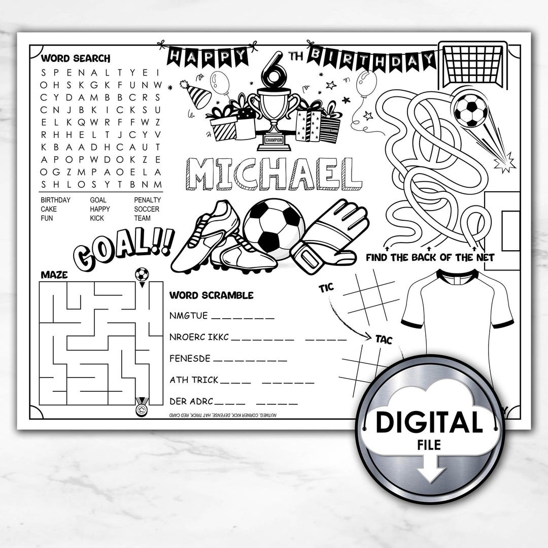Editable Soccer Football Futbol Printable Activity and Coloring Pages ...