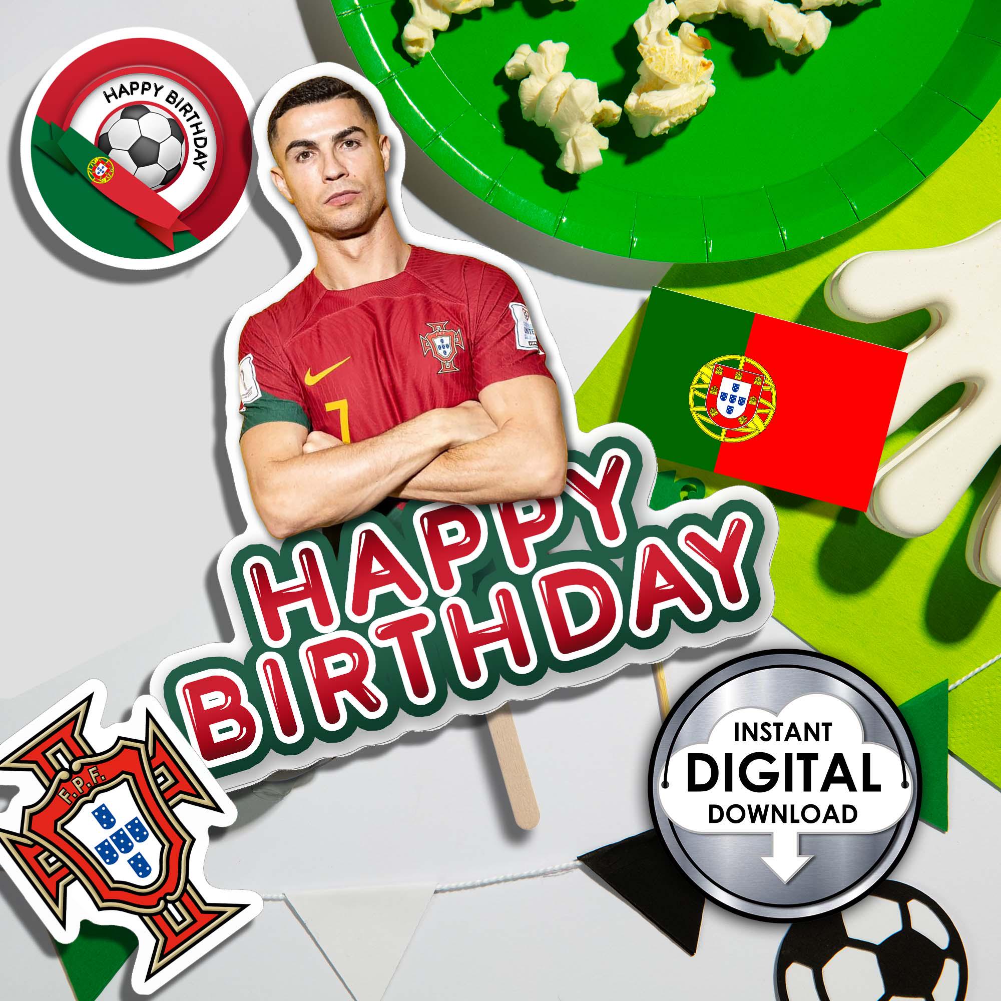 Ronaldo Soccer Birthday Cake Toppers, Portugal Team (instant Download ...