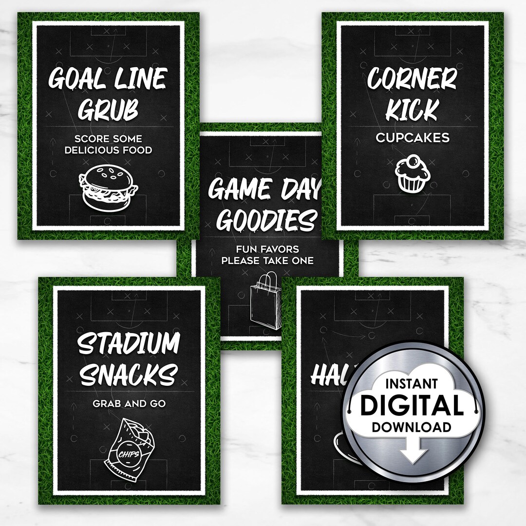 Editable Soccer Football Birthday Goals Printable Table Signs, Tent ...