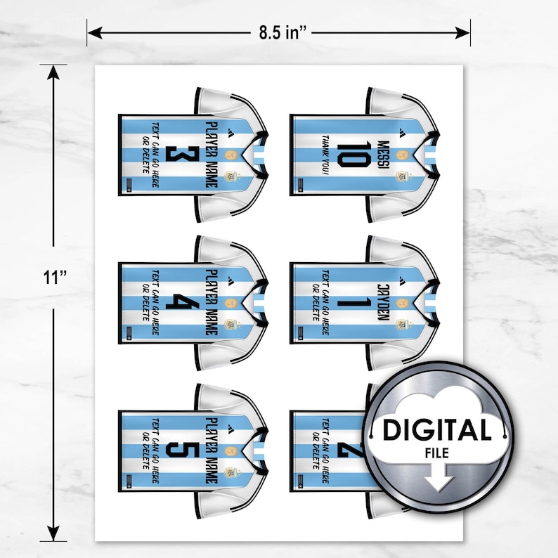 Editable Soccer Football Argentina Messi Birthday Party Favor Tags ...