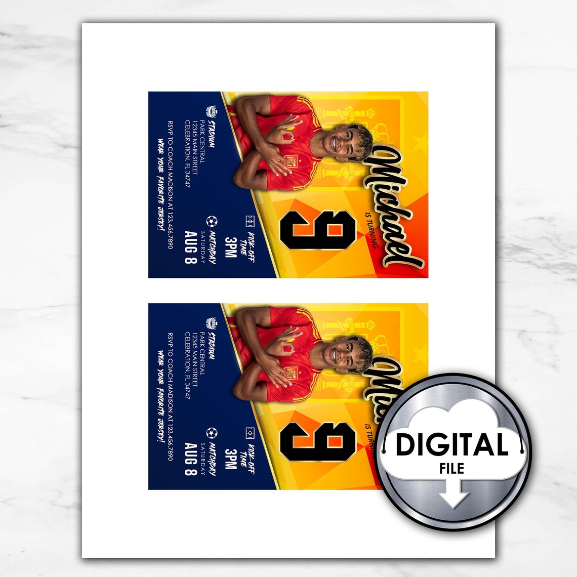 Personalized Spain Soccer Birthday Invitation, Lamine Yamal Theme ...