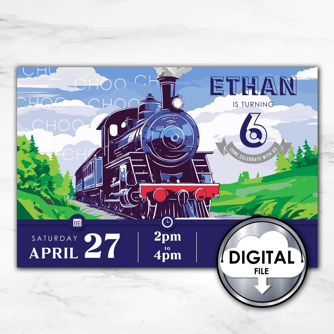 Editable Choo Choo Train Express Birthday Invitation Digital CN7OM - Etsy