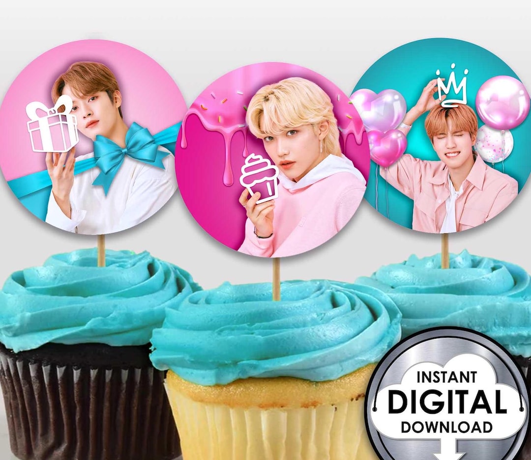 DIY Kpop Stray Kids Birthday Cupcake Cake Decoration Topper Instant ...