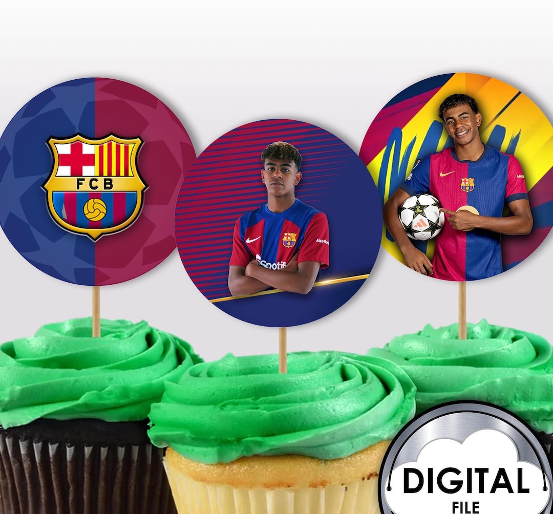 Printable Cupcake Toppers Soccer Football Spain Lamine Yamal Birthday ...