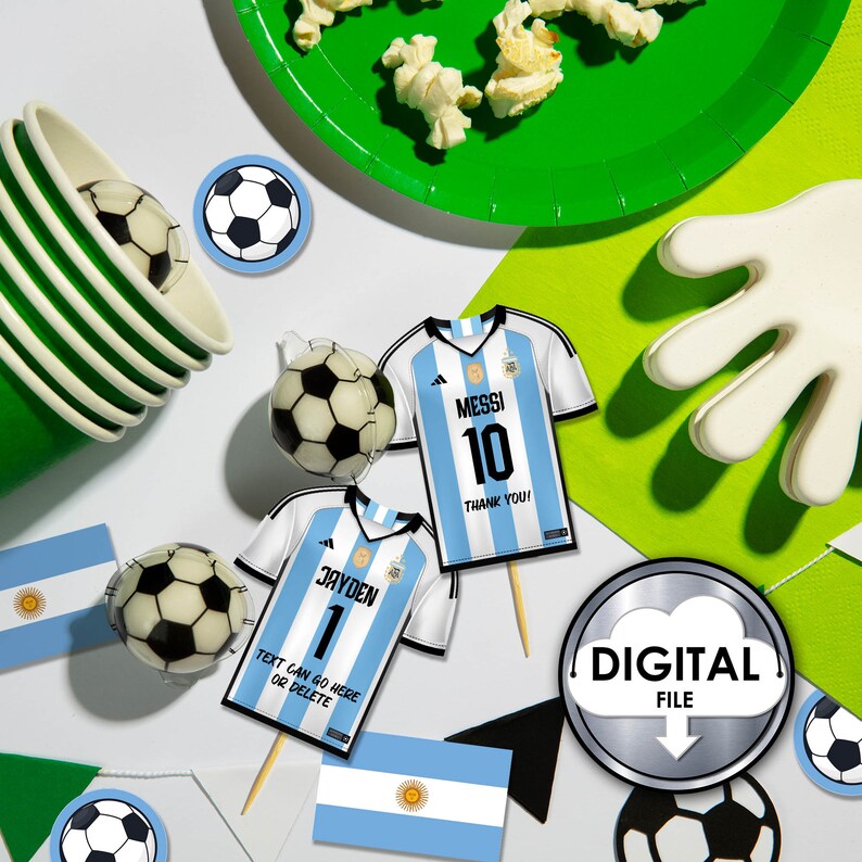 Editable Soccer Football Argentina Messi Birthday Party Favor Tags ...
