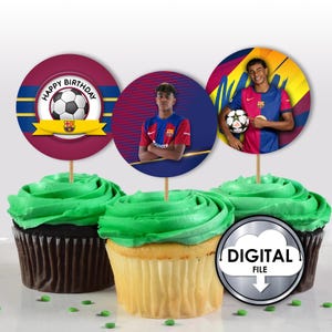 Printable Cupcake Toppers Soccer Football Spain Lamine Yamal Birthday ...