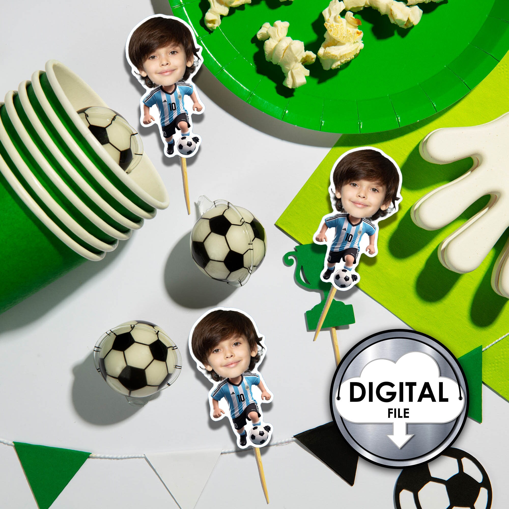 Personalized Soccer Football Argentina Messi Birthday Cartoon Cupcake ...