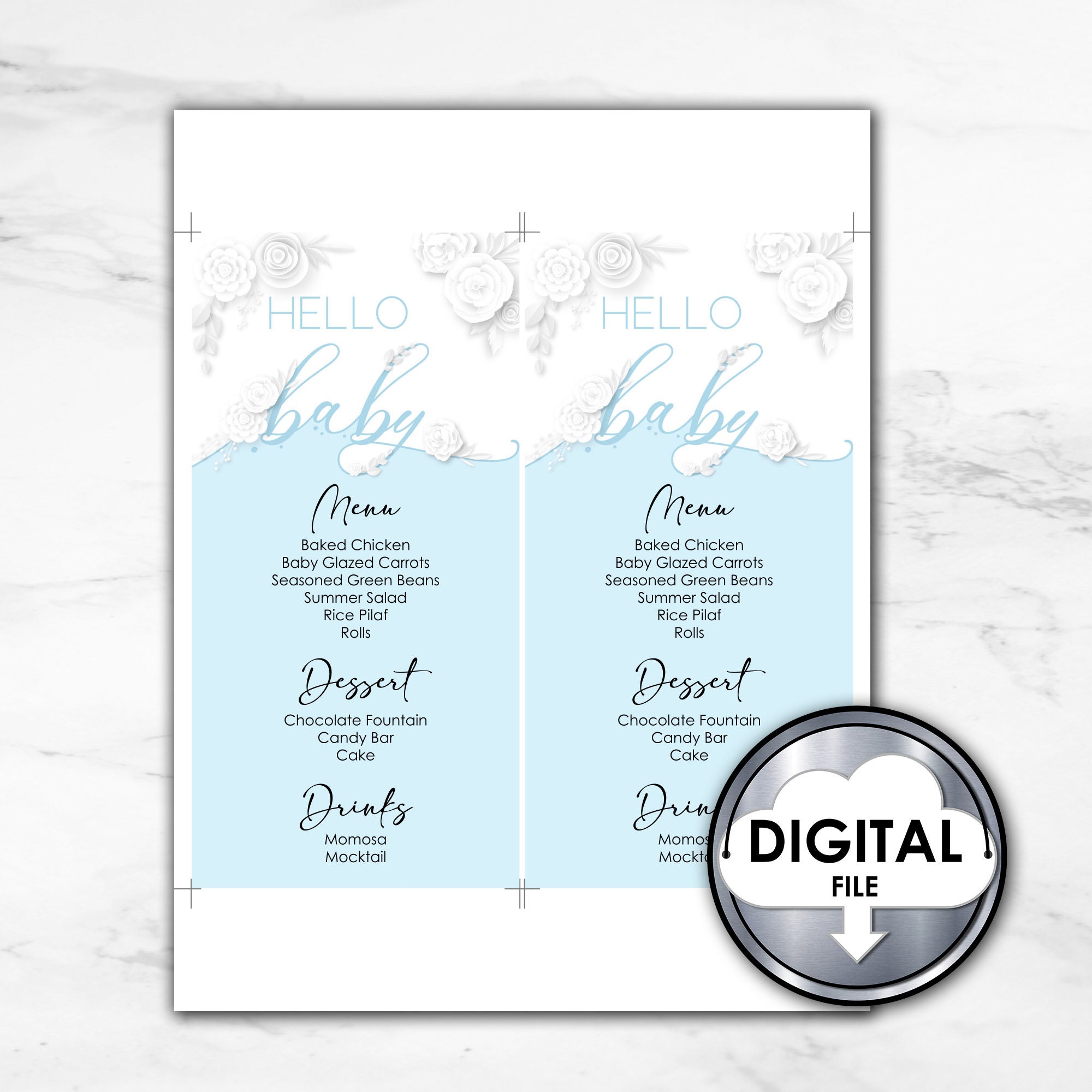 Editable Baby Shower Digital Menu Program Modern Simple Floral - Etsy