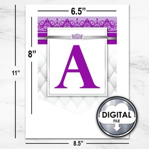 A Little Princess Baby Shower Printable Alphabet Banner Set, Letters A ...