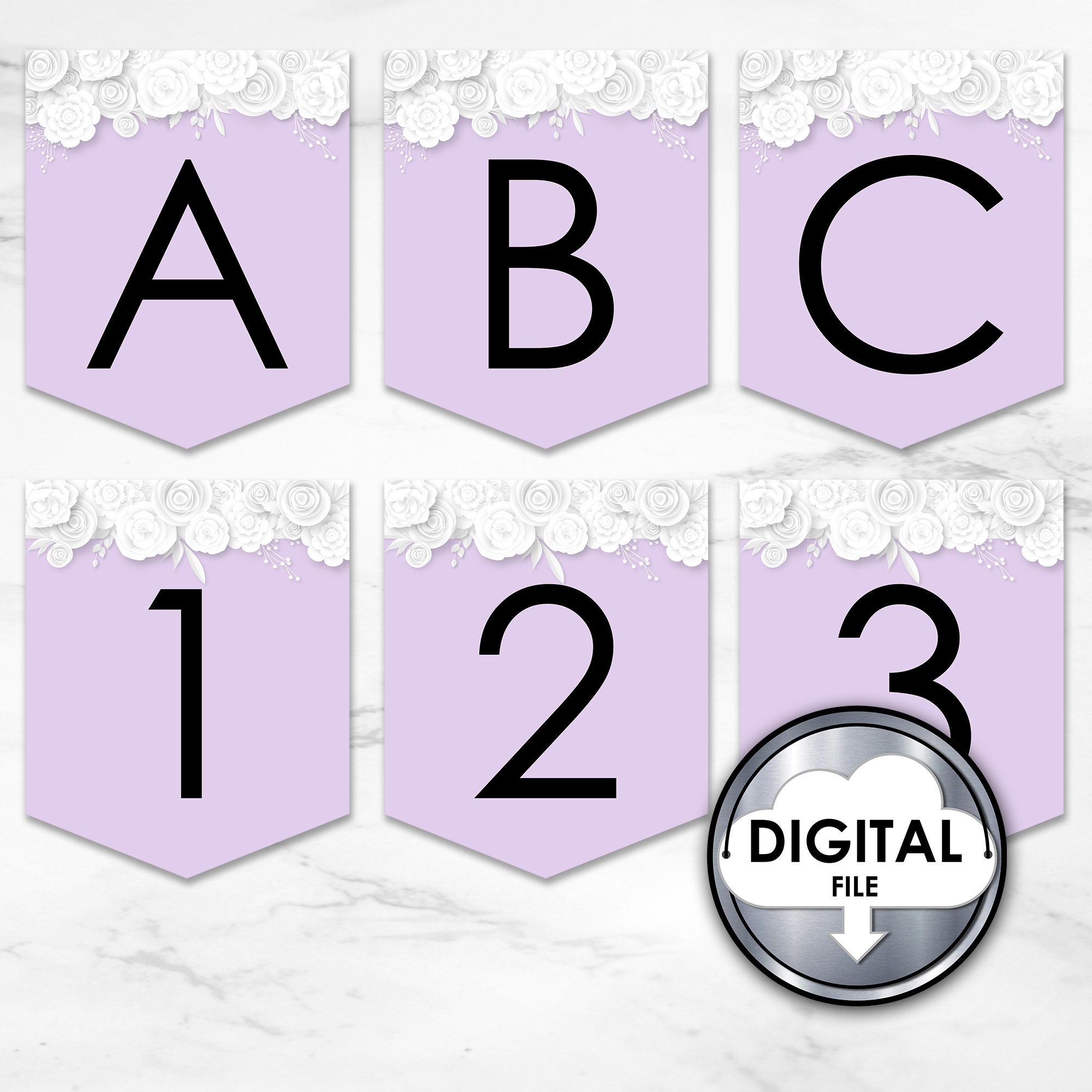 Baby Shower Printable Alphabet Banner Set, Letters A to Z, Numbers DIY ...