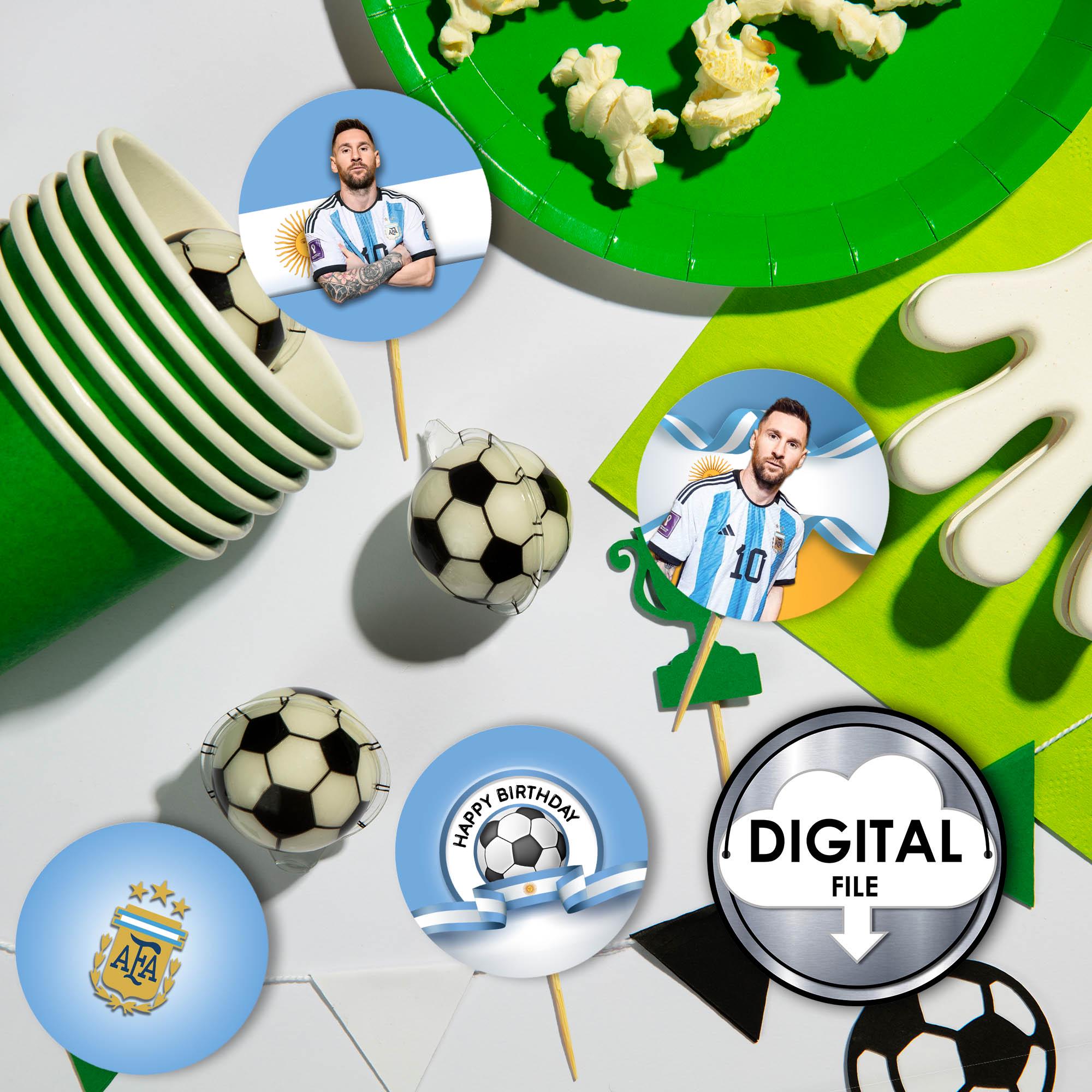 Printable Cupcake Toppers Soccer Football Argentina Messi Birthday ...