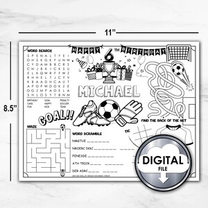 Editable Soccer Football Futbol Printable Activity and Coloring Pages ...