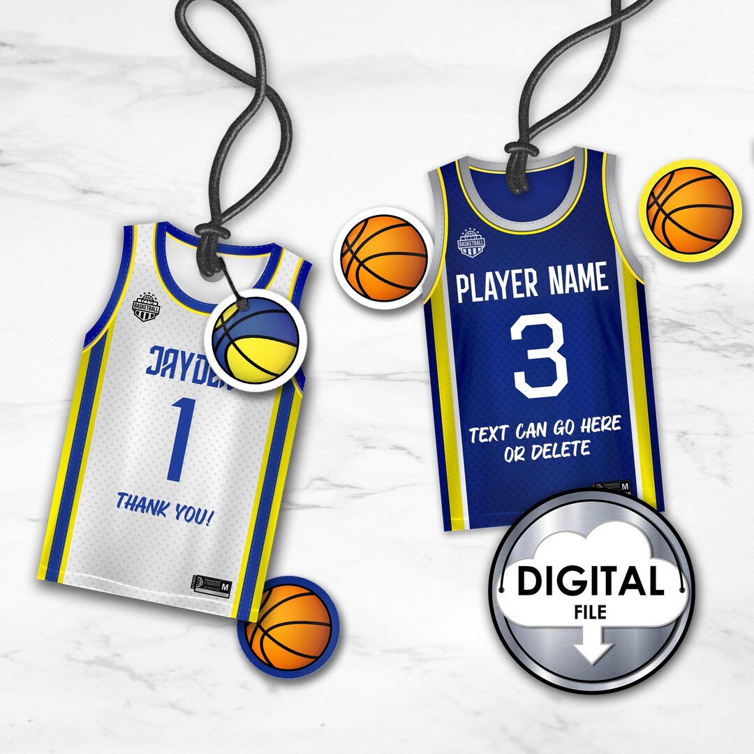 Editable Personalized Basketball Jersey Shaped Favor Tags Team Birthday ...