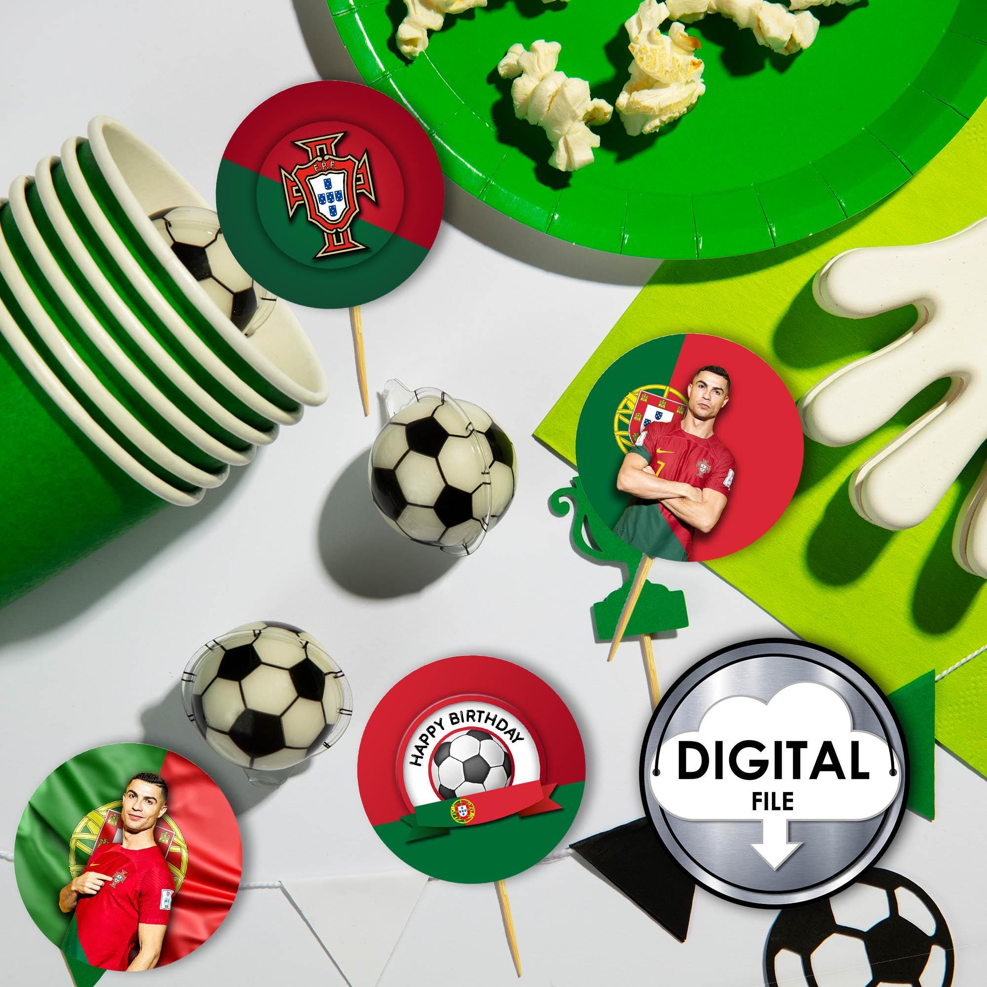 Printable Cupcake Toppers Soccer Football Portugal Ronaldo Birthday ...