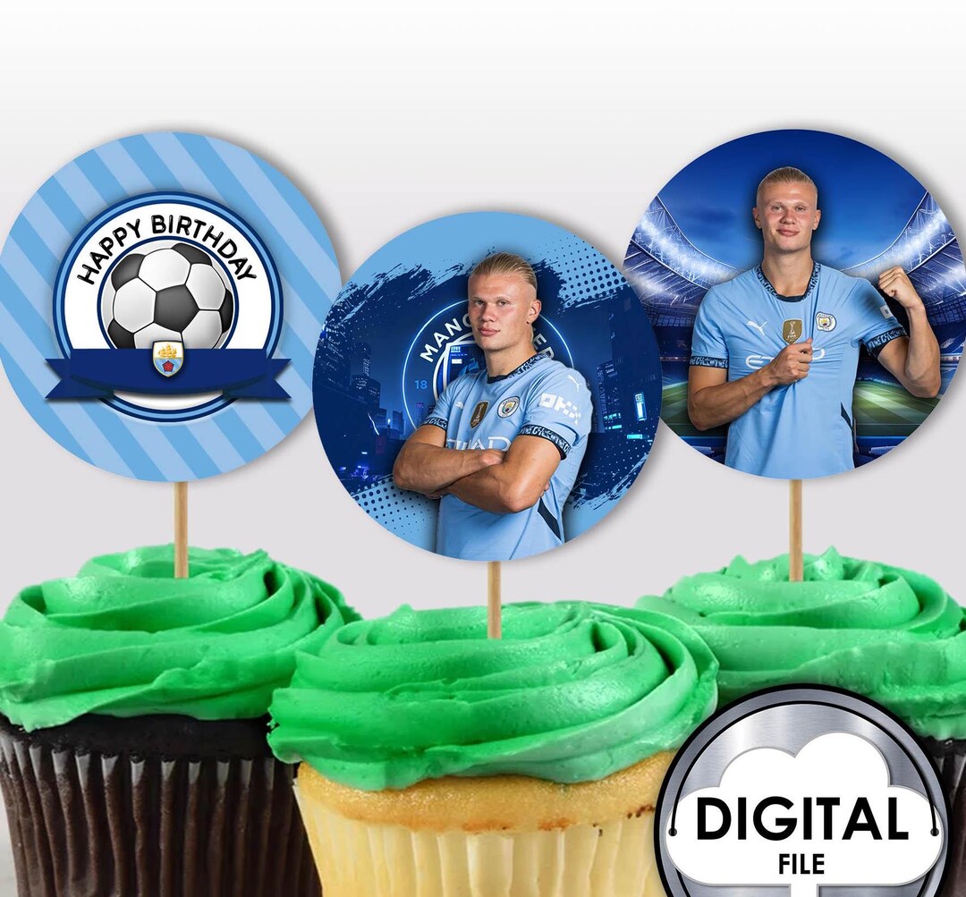 Printable Cupcake Toppers Soccer Football Haaland Birthday Cake ...