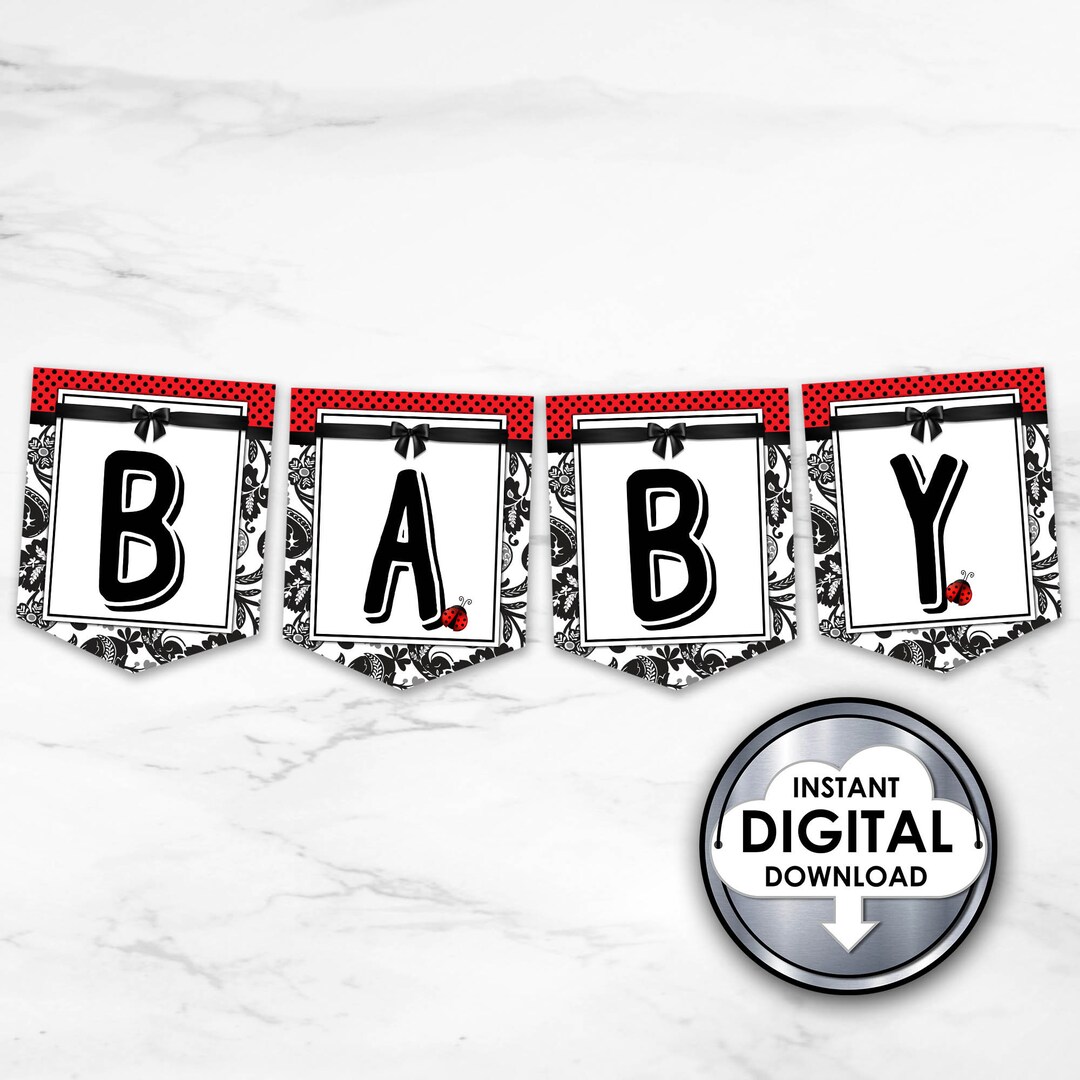 Editable A Cute Little Ladybug Baby Shower Printable Alphabet Banner ...