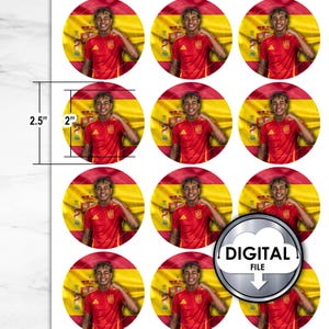 Printable Cupcake Toppers Soccer Football Spain Lamine Yamal Birthday ...