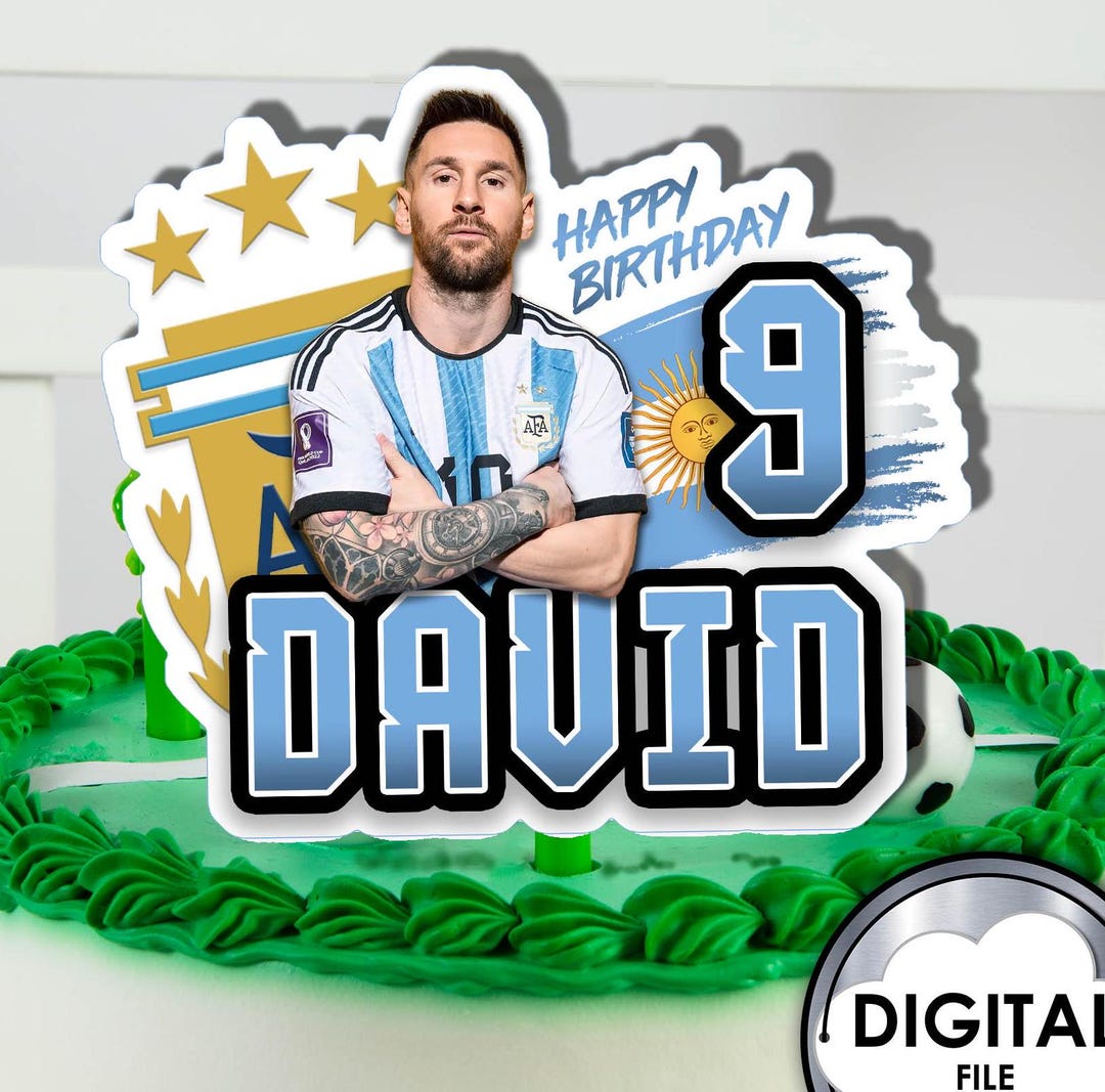 Personalized Soccer Football Argentina Messi Birthday Cake Decoration ...