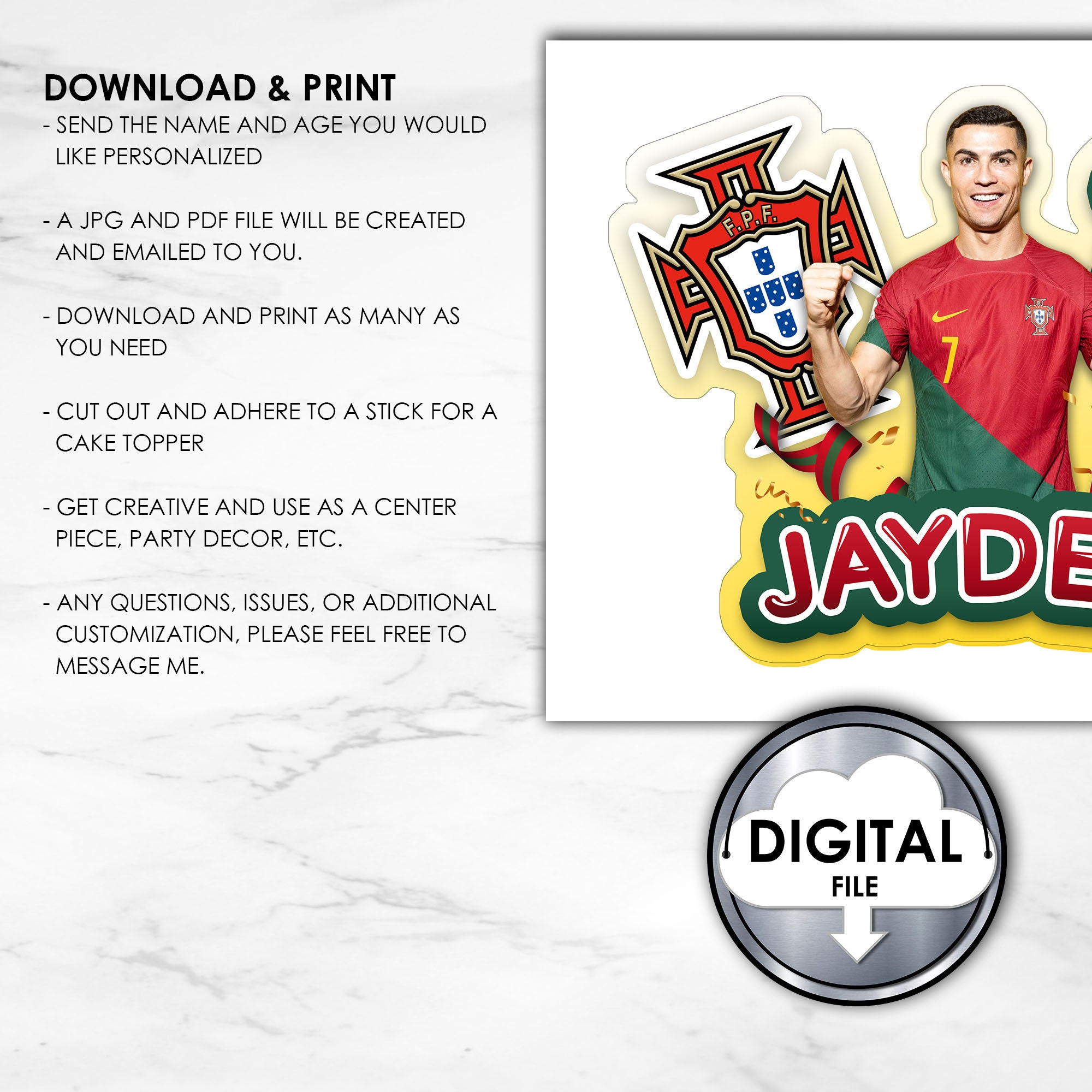 Personalized Soccer Football Cristiano Ronaldo Birthday Cake Decoration ...