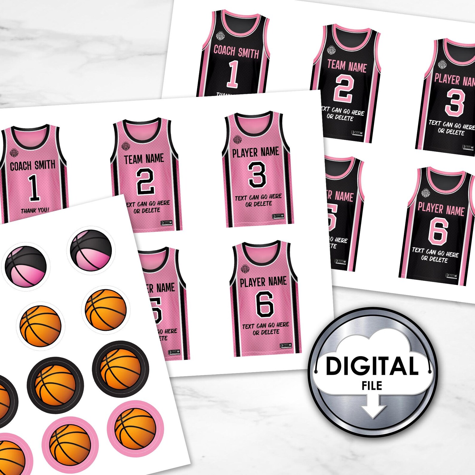 Editable Personalized Basketball Jersey Shaped Favor Tags Team Birthday ...