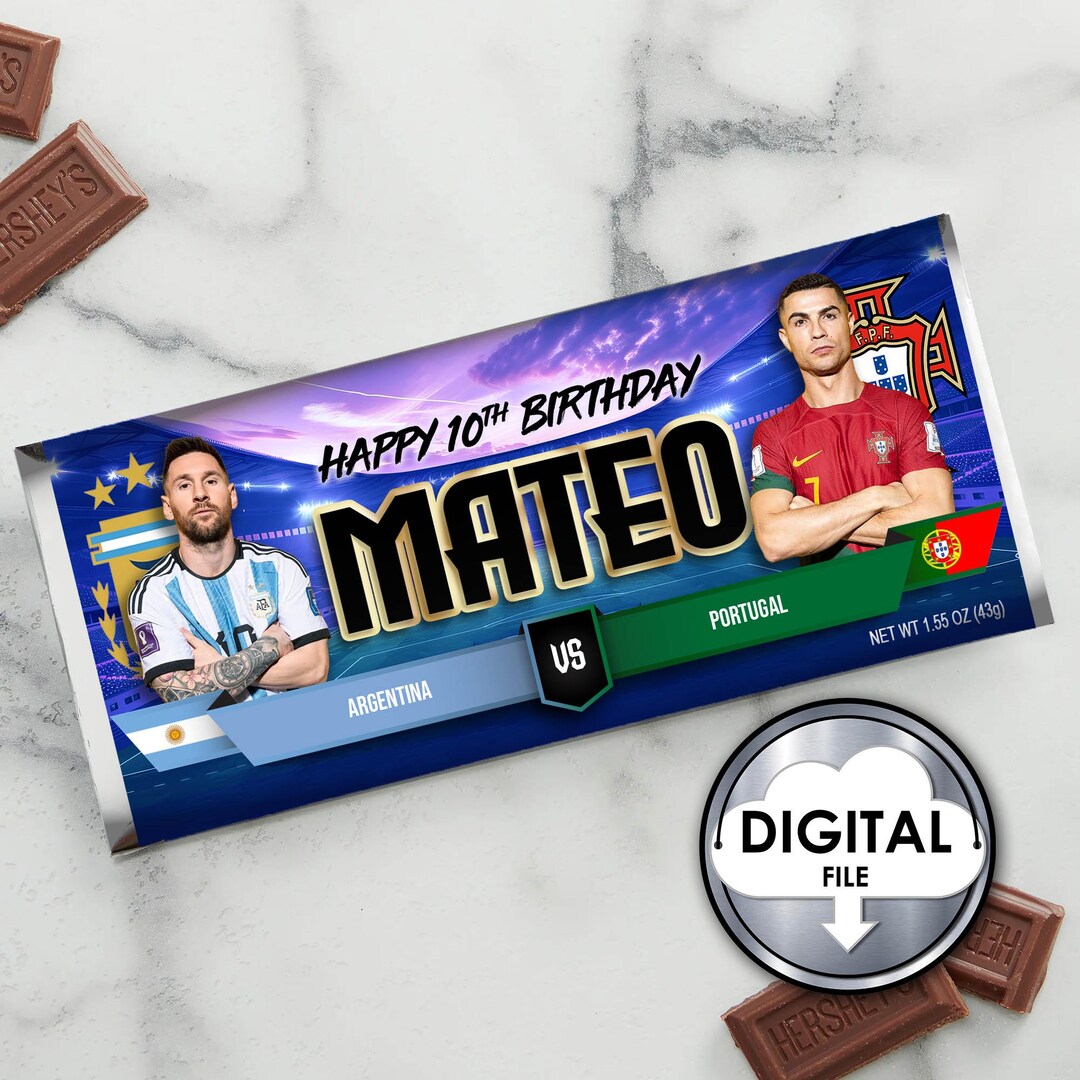 Personalized Soccer Football Portugal Ronaldo Argentina Messi Birthday ...