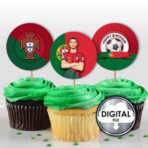Printable Cupcake Toppers Soccer Football Portugal Ronaldo Birthday ...