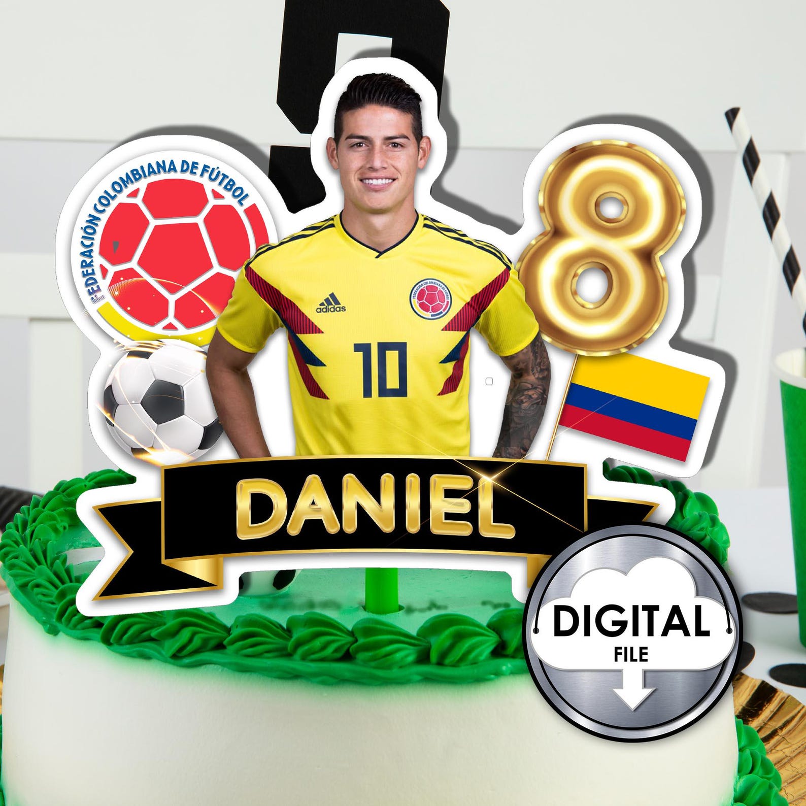 Personalized James Rodriguez Colombia Soccer Cake Topper (digital ...