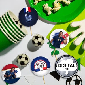 Printable Cupcake Toppers Soccer Football France Mbappe Birthday Party ...