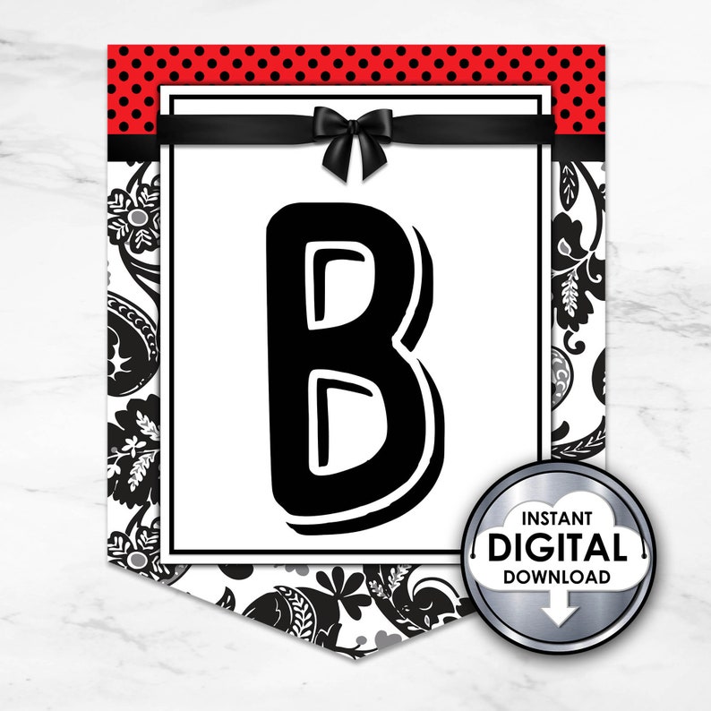 Editable A Cute Little Ladybug Baby Shower Printable Alphabet Banner ...